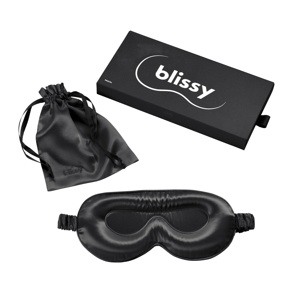 Blissy Silk Sleep Mask - 100% Mulberry 22-Momme - Black - Profile ...